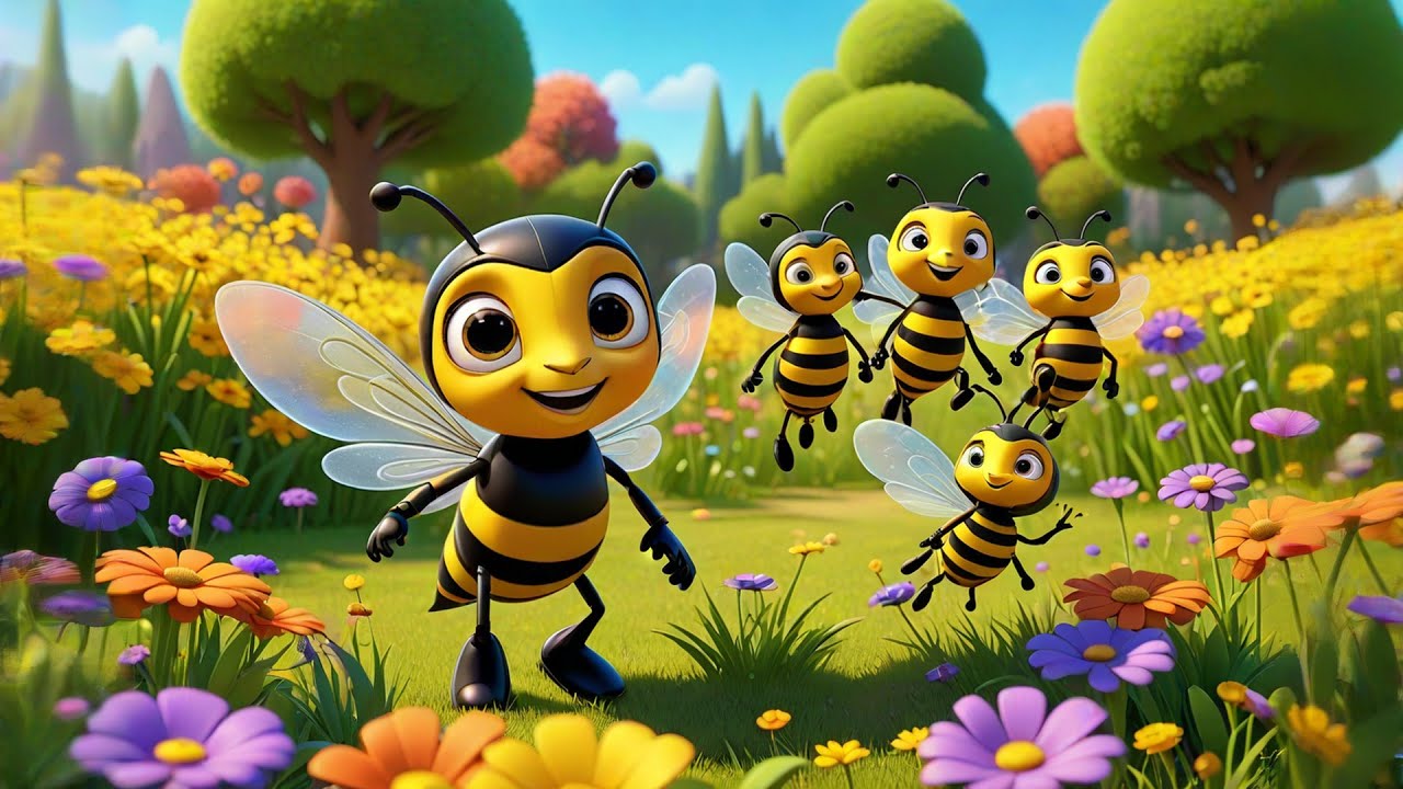 Seven Bubble Bees Buzz in Line | Fun Counting Song for Kids | Nursery ...