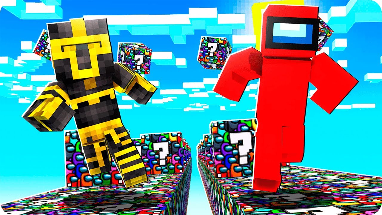 CARRERA DE LUCKY BLOCKS DE AMONG US EN MINECRAFT 😱 - YouTube