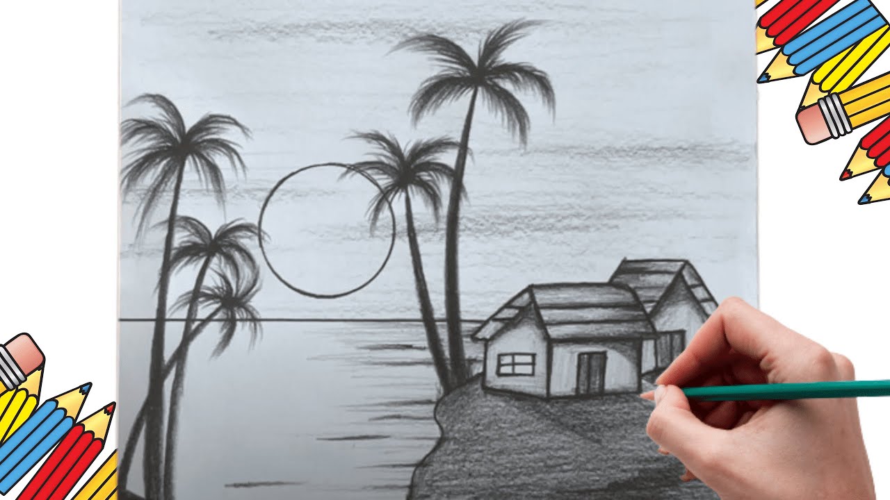 Easy circle scenery drawing || Easy drawing ideas for beginners - YouTube