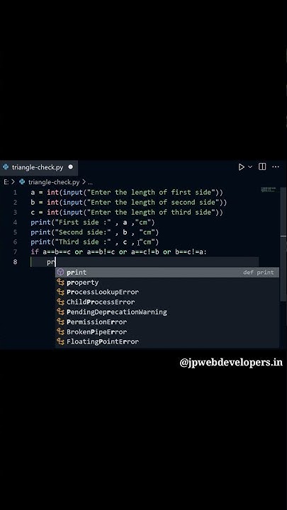 Python Programming Series|| program to determine whether a triangle is isosceles or not||Python ...