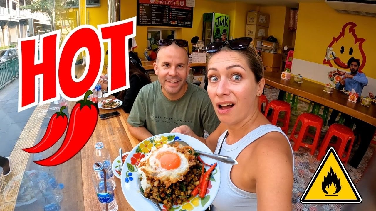 SUPER SPICY Pad kaprao in Bangkok 🌶️🌶️🌶️ (WE FAILED) Famous Bangkok ...