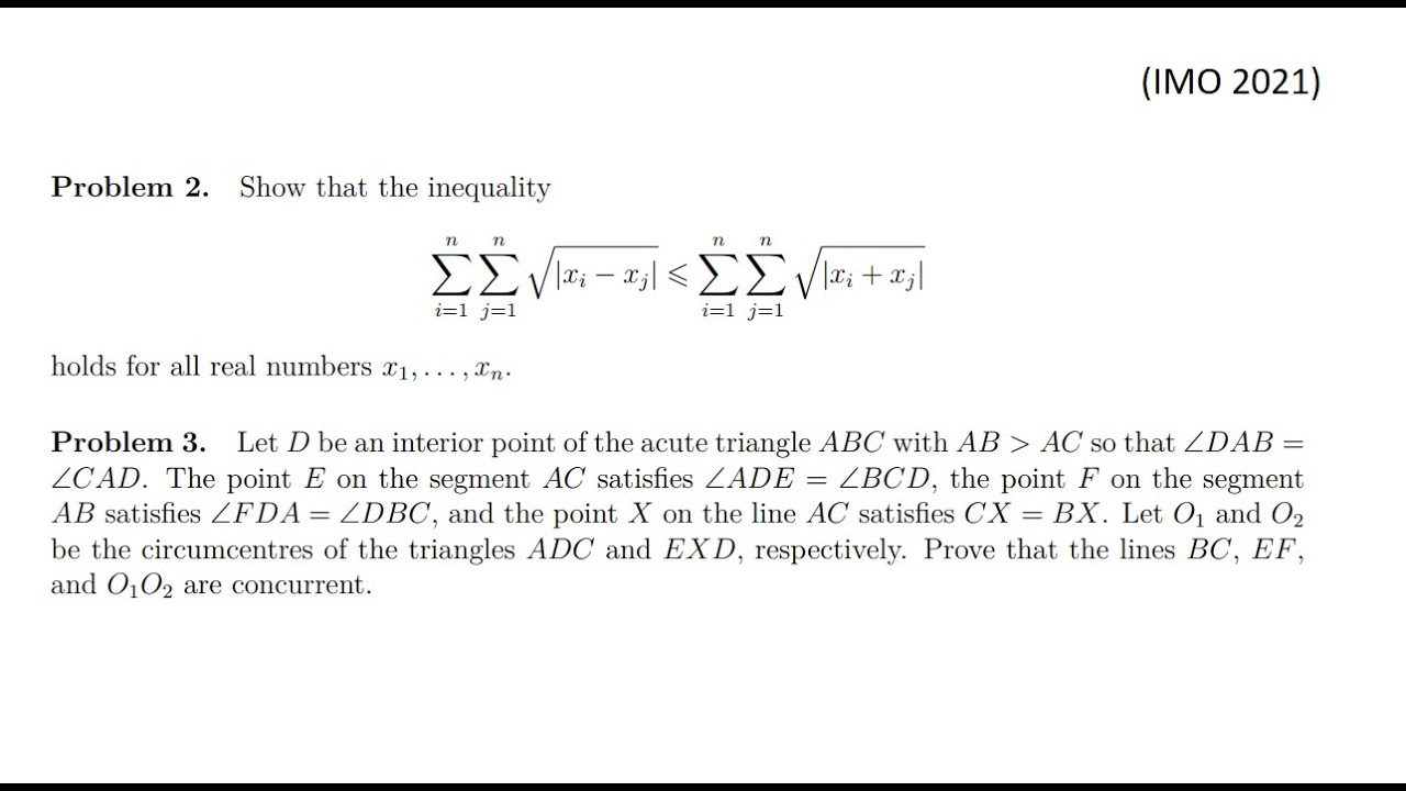 Solving the first 2 questions from 2021 IMO, as proved by mathematics ...
