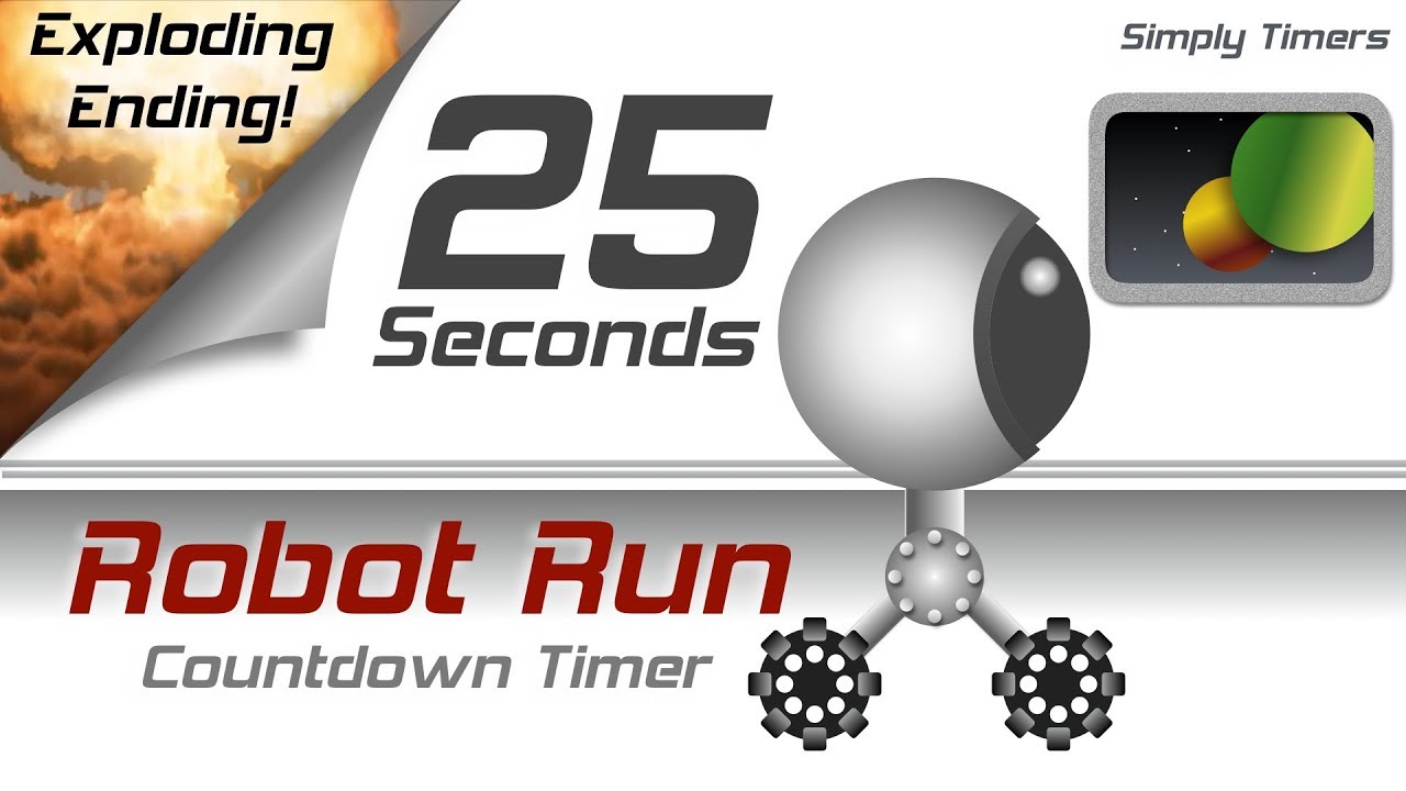 25 sec racing robot countdown timer with exploding ending - YouTube