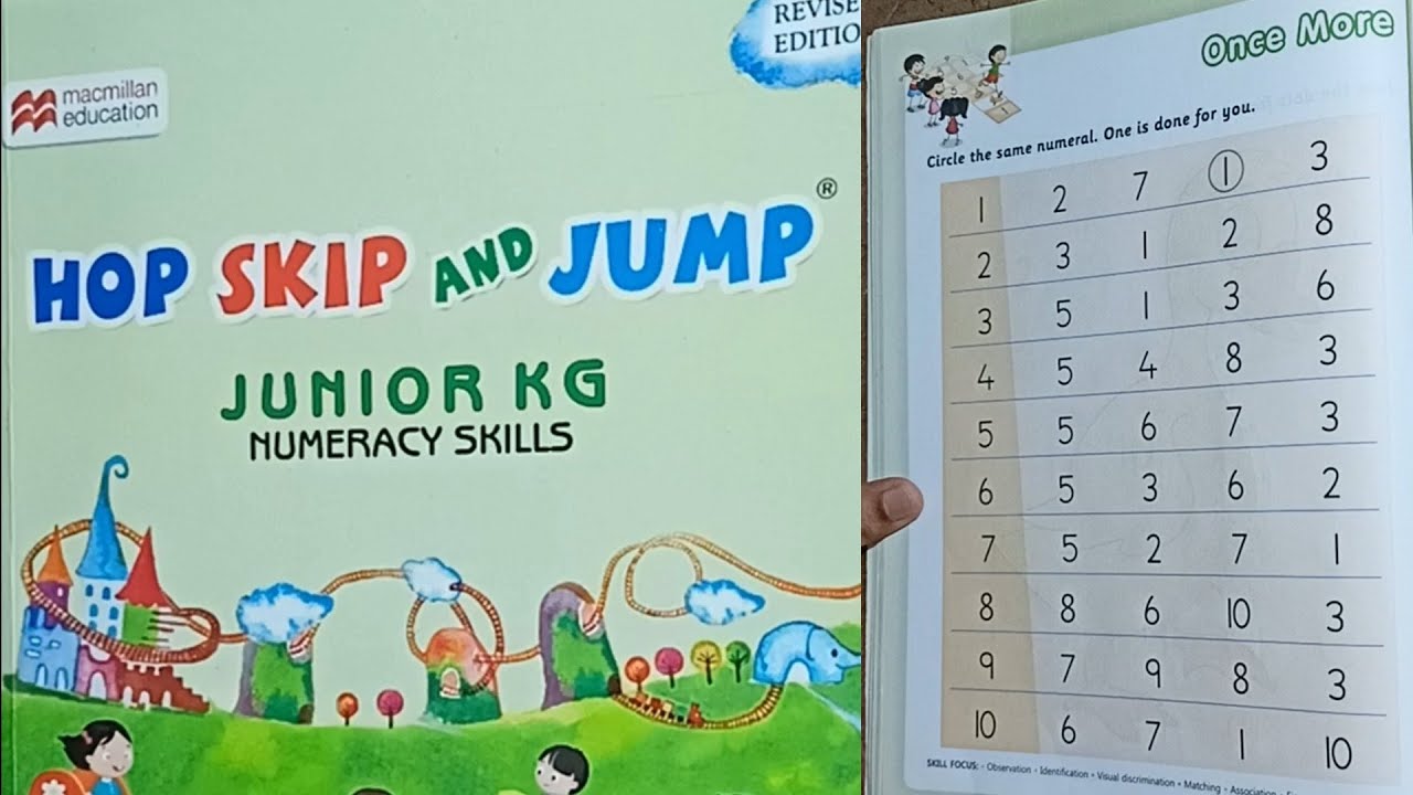 1 - 10 & Once More / Hop skip and jump junior kg numeracy skills pg no ...