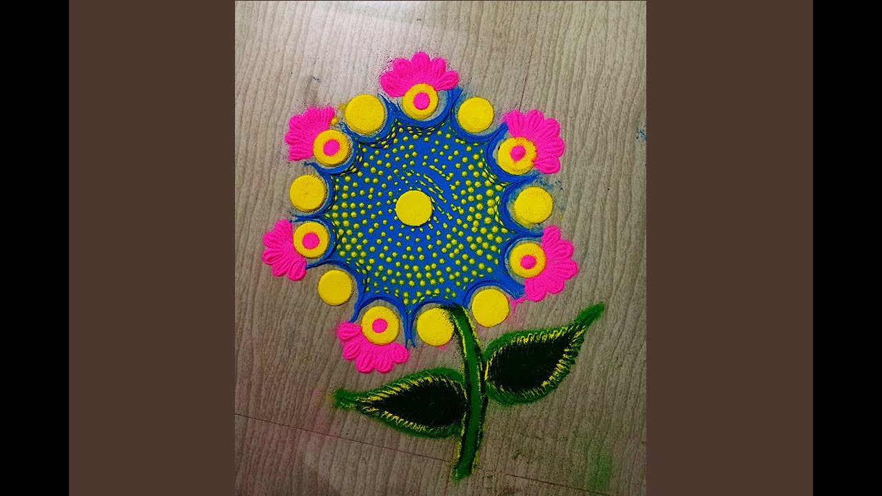 Colorful Flower design kolam - YouTube