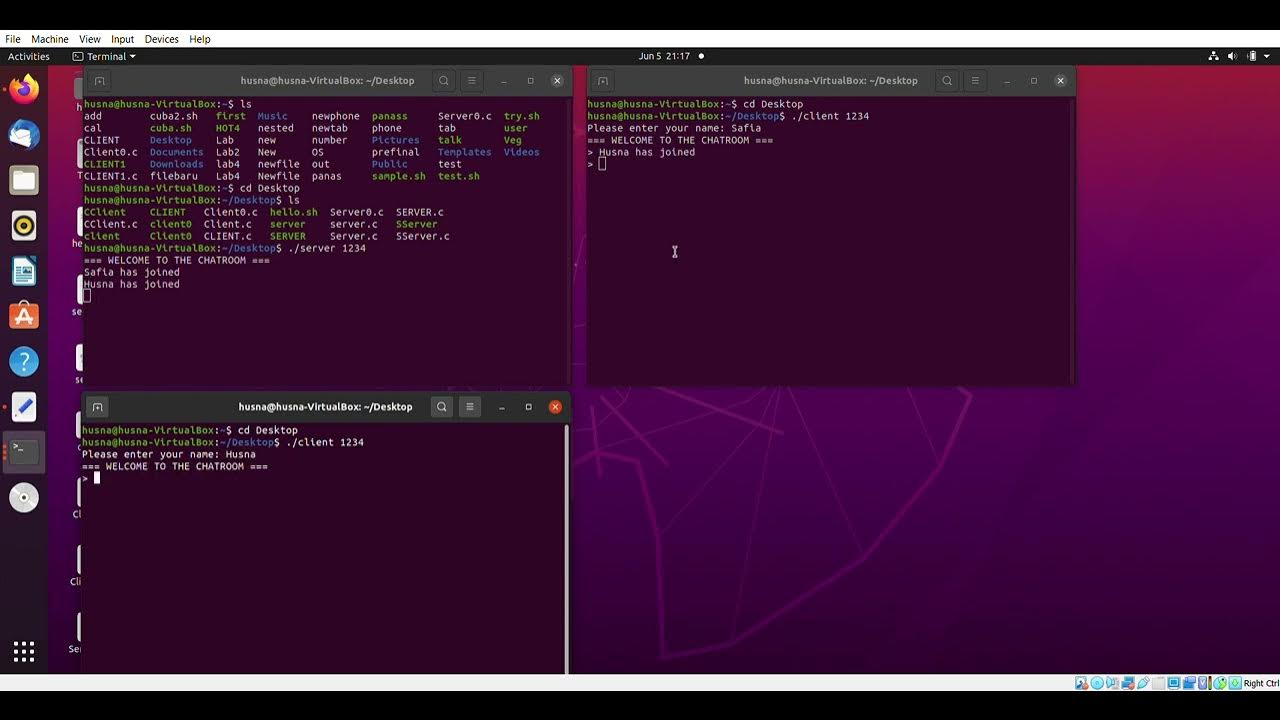 Chat application in ubuntu using network function - YouTube