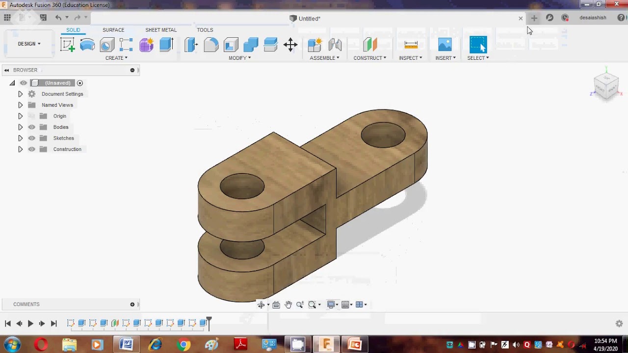 TUTORIAL 4 :- 3 D Model using Autodesk Fusion 360 - YouTube