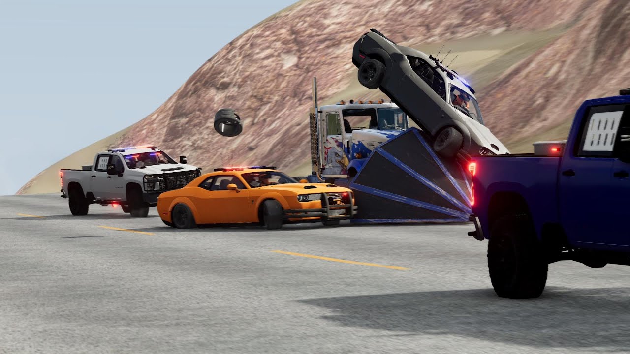 "Police Cars vs. Uncontrollable Monster Truck: Insane Desert Highway ...