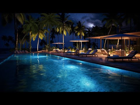 Spend the Night at this Luxury Resort | Pool Sounds | 4K Relaxing Ambience