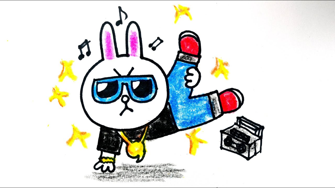 How to draw Rabbit Cony from Line Town / 라인타운 코니 토끼 그리기 / cute かわいい 可愛 ...