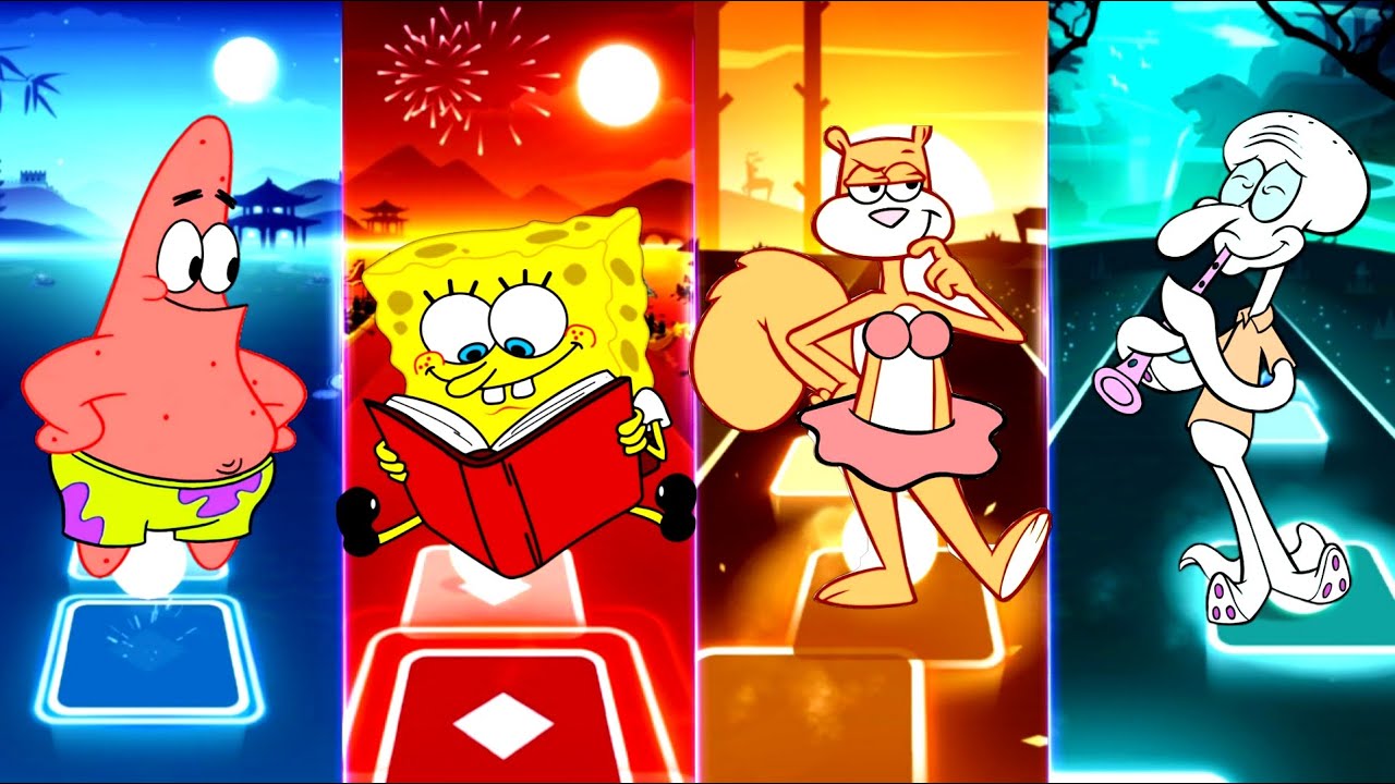 Patrick Star VS Spongebob VS Sandy Cheeks VS Squidward -Tiles Hop EDM ...