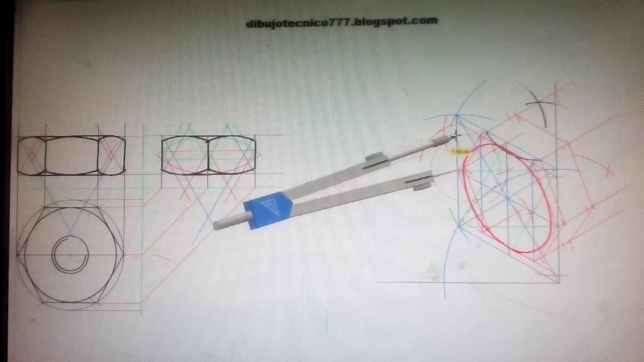 como dibujar una tuerca isométrica en dibujo técnico | como dibujar una ...
