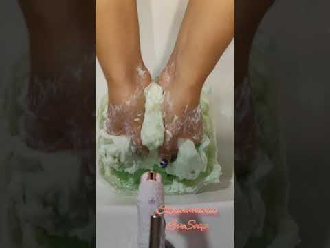 Green fantasy, soaked soap, making soap balls of recycled soaps