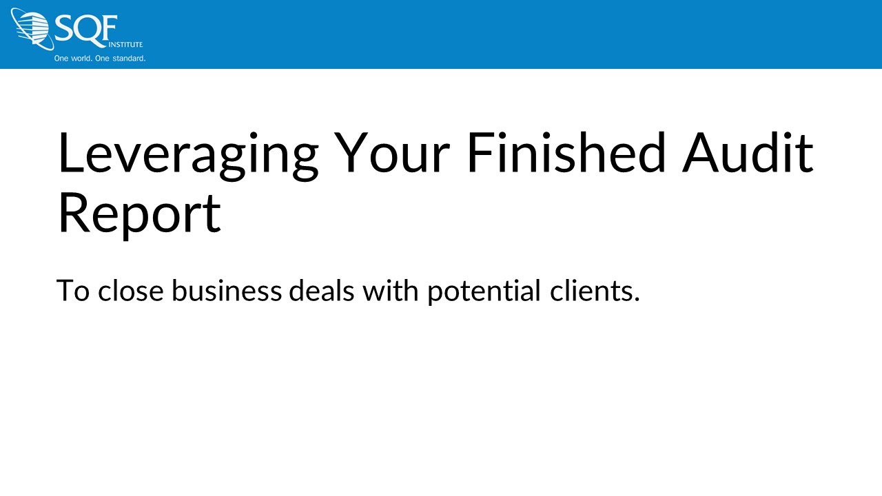 Leveraging Your Finish Audit Report - YouTube