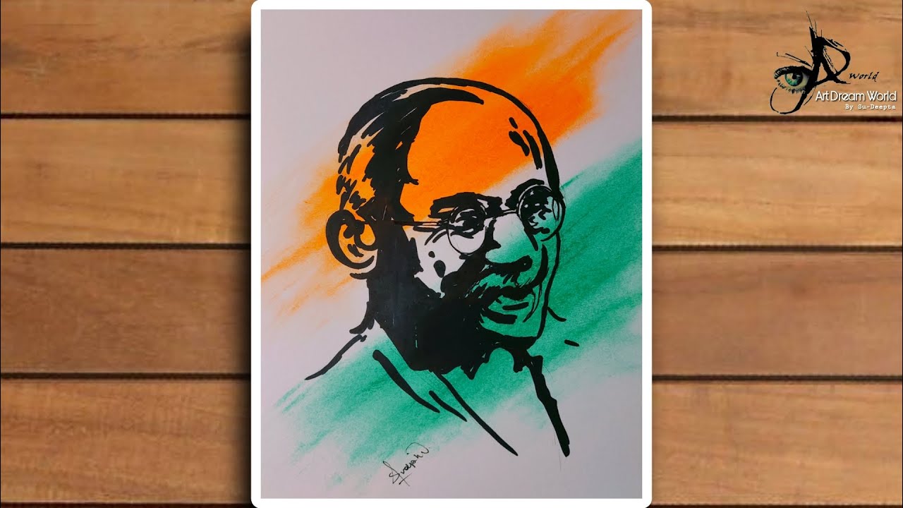 Gandhi jayanti image drawing | easy drawing | Gandhi jayanti photo ...