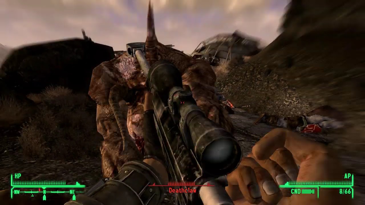 Fallout New Vegas - Deathclaw versus Nightkin and me! - YouTube