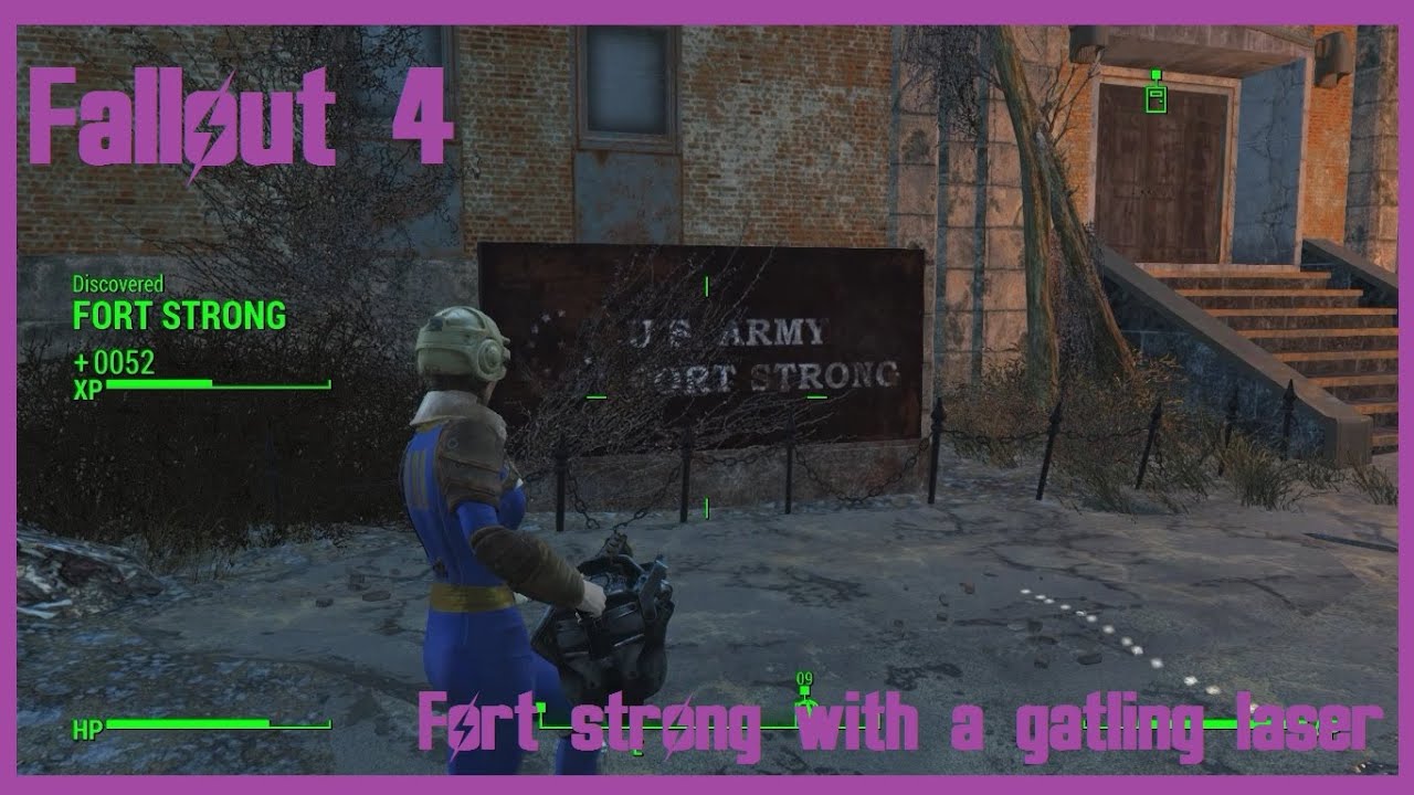 Fallout 4 - Storming fort Strong with Gatling laser - YouTube