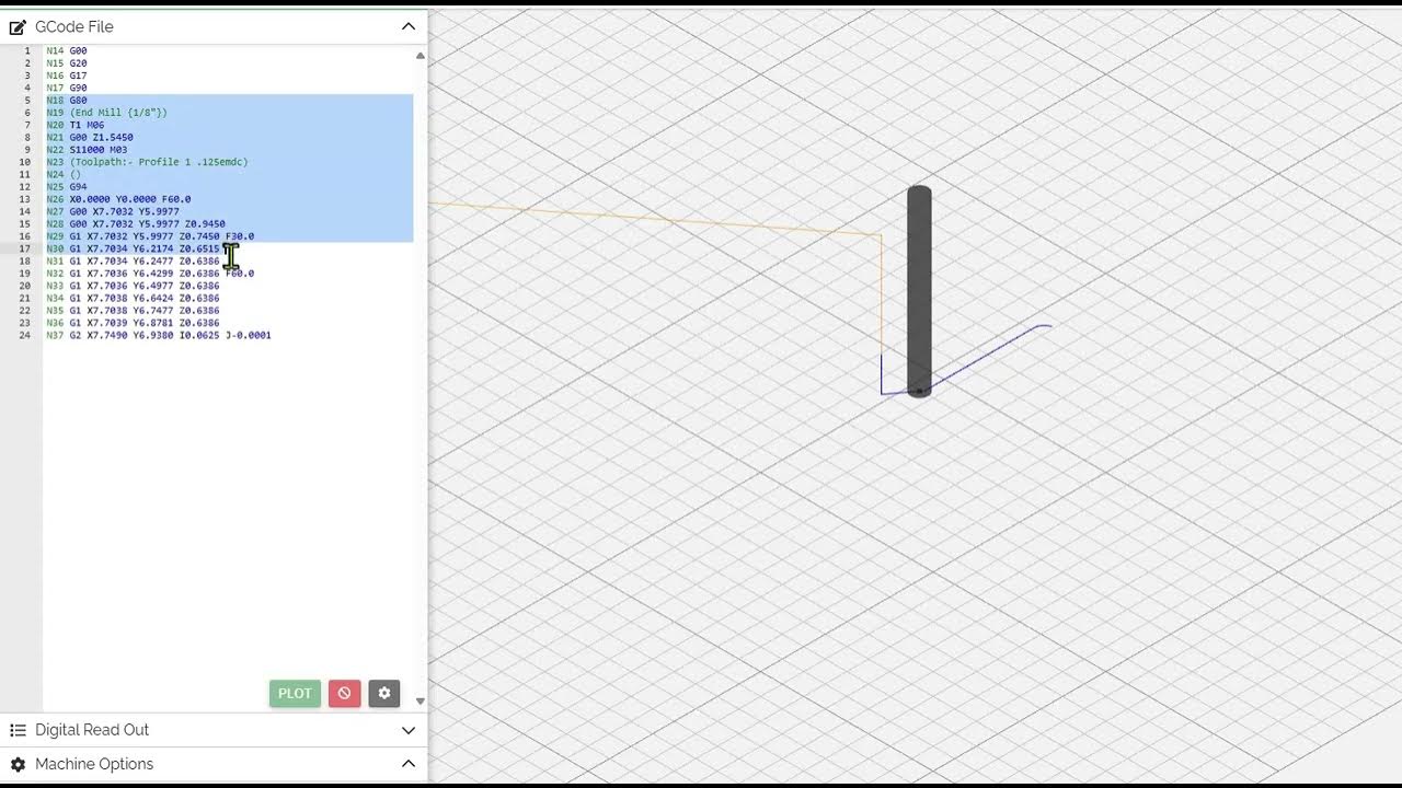 G Code example in NC Viewer - YouTube