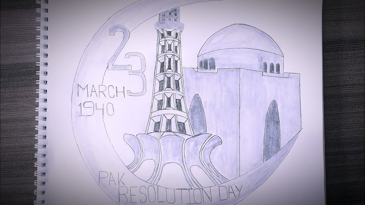 How to Draw 23 March Drawing Easy | Drawing minar e Pakistan & Quaid e ...