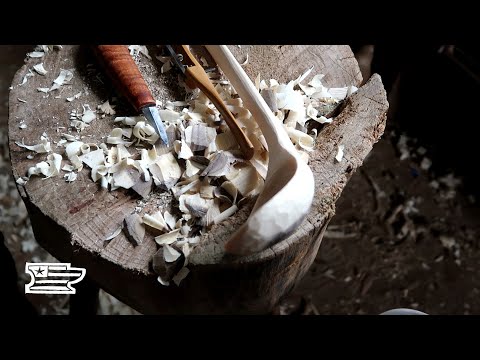 Silently Carving a Walnut Ladle with hand tools | Whittling green wood | Sloyd