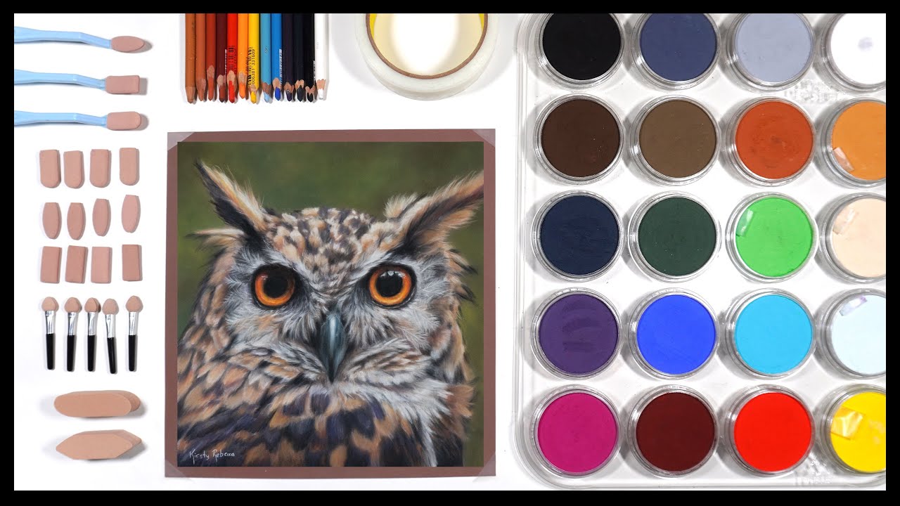 Full-Length Pan Pastel & Pastel Pencil Owl Tutorial Demo (Kirsty ...