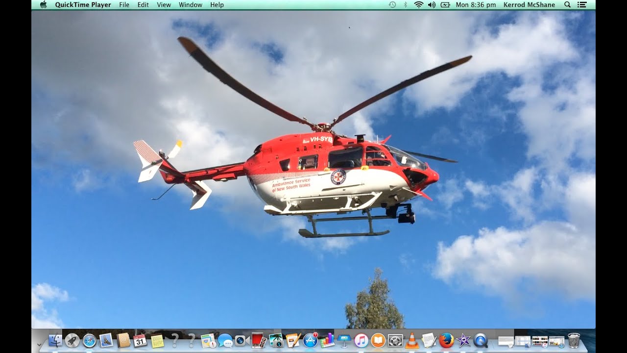 Eurocopter EC 145 Emergency Rescue Helicopter Departing Young with two ...