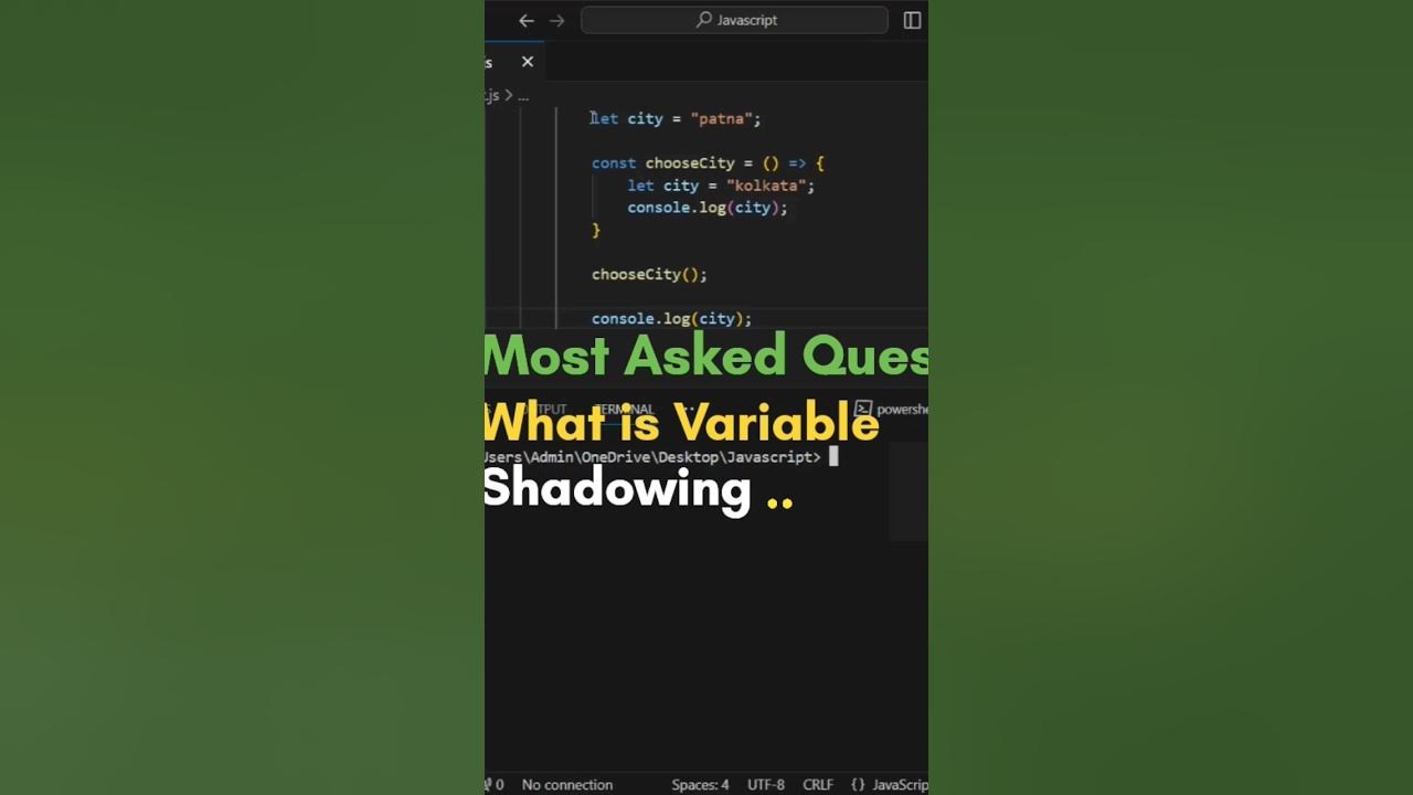 Variable Shadowing In Javascript Javascript Frontend Coding Coder Viral Shorts Youtube