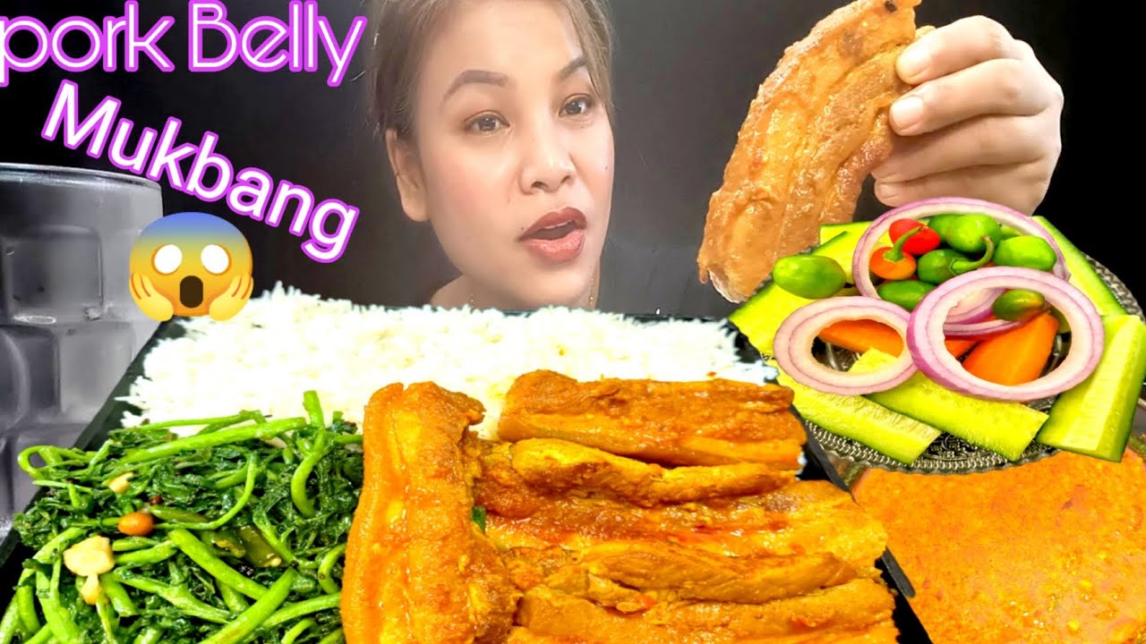 Eating Pork Belly With, Simsag Dalle Akbare & Rice 🍚@mukbang.lalitamgr ...