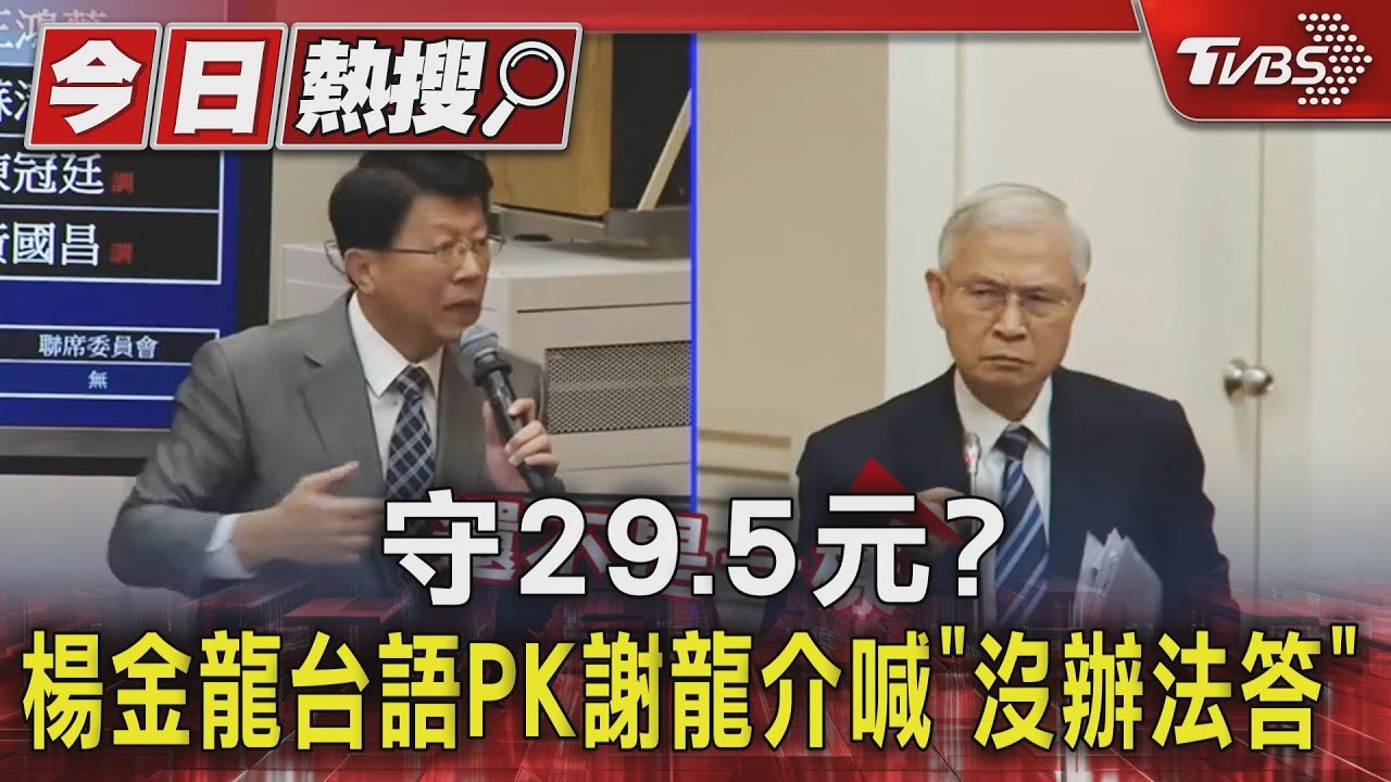 守29.5元? 楊金龍台語PK謝龍介喊「沒辦法答」｜TVBS新聞 @TVBSNEWS01│TVBS新聞網