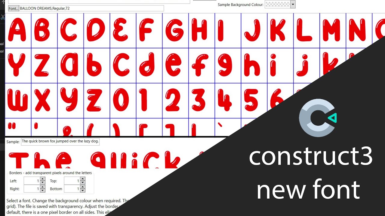 construct 3 spritefont اعمل خط جديد في محرك الالعاب كونستركت 3 - YouTube