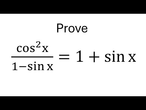 Prove (cos^2 x)/1-sin⁡x =1+sin⁡x - YouTube