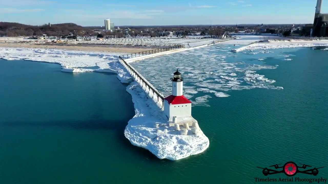Ice Covered Lighthouse & Pier Must See Stunning Views Michigan City, IN ...