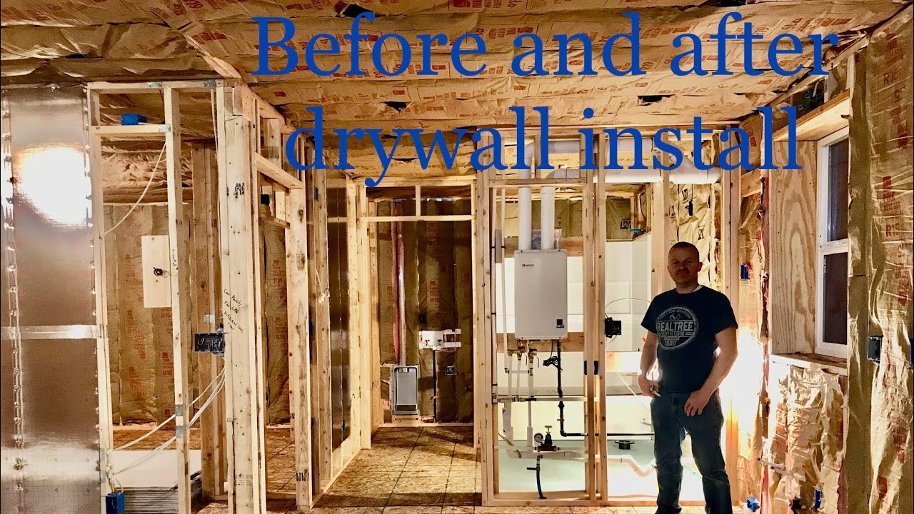 Getting ready for drywall install... before and after! - YouTube