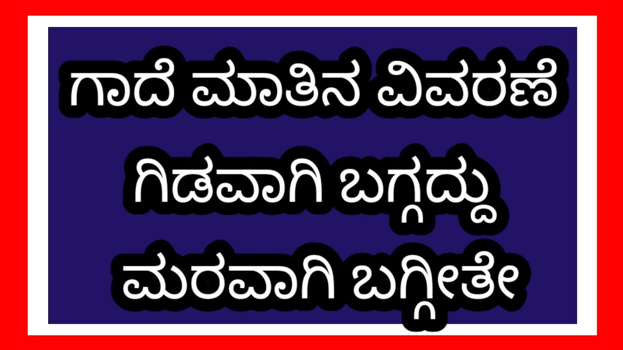 Gidavagi baggadu maravagi baggite gade mathu ಗಿಡವಾಗಿ ಬಗ್ಗದ್ದು ಮರವಾಗಿ ...