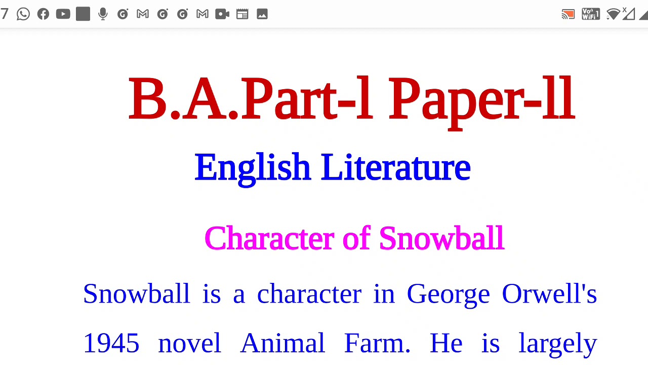 Character of Snowball - YouTube