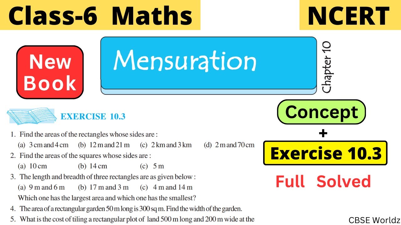 Class 6 Maths NCERT Chapter 10 Mensuration Exercise 10.3 full Solved ...