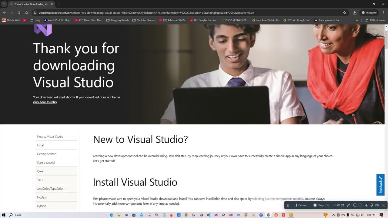 Downloading Microsoft Visual Studio For Unity - YouTube