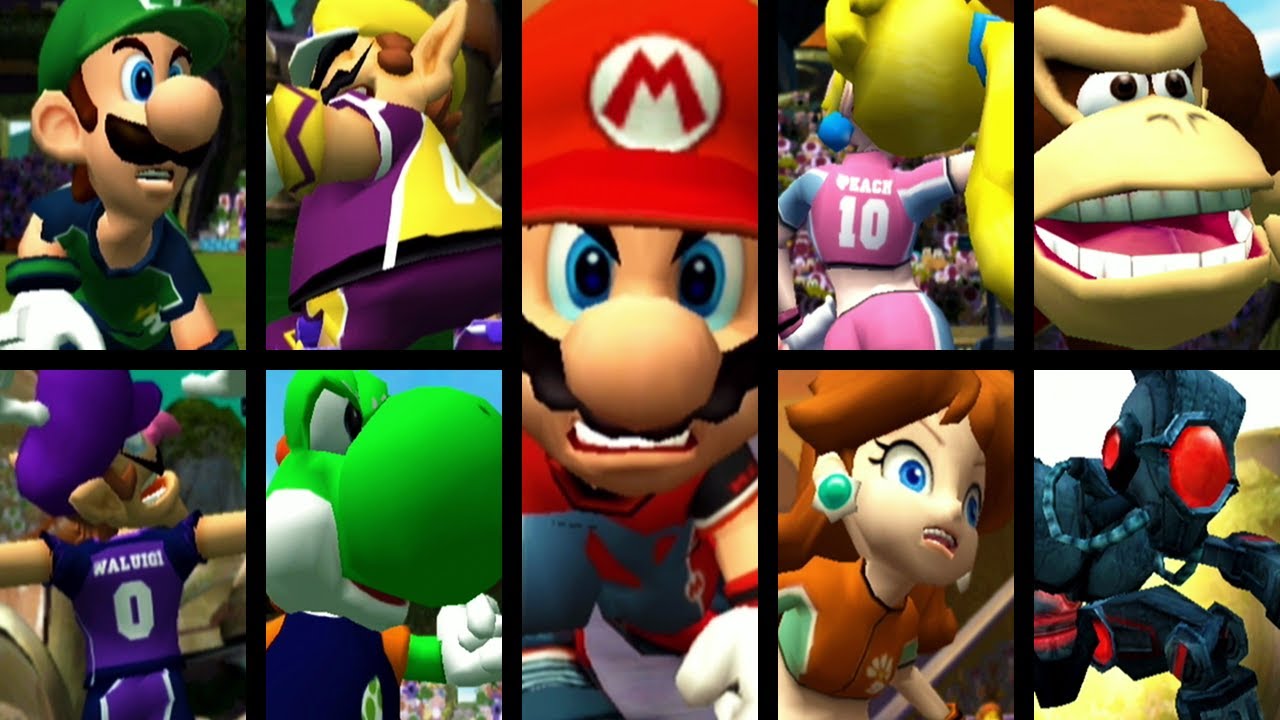 Super Mario Strikers - All Character Entrances & Pre-game Taunts - YouTube