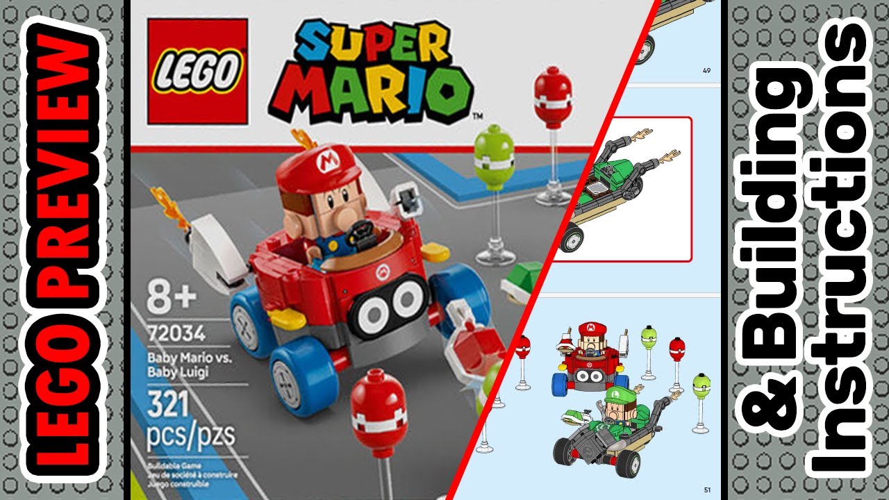 PREVIEW: 72034, LEGO SUPER MARIO, Mario Kart, Baby Mario vs. Baby Luigi ...