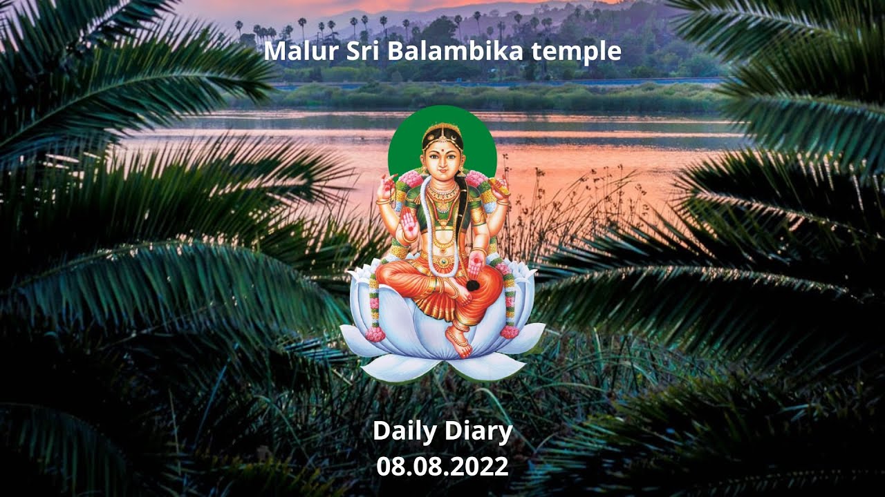 Daily Diary / 08 08 2022 / Malur Sri Balambika Temple - YouTube