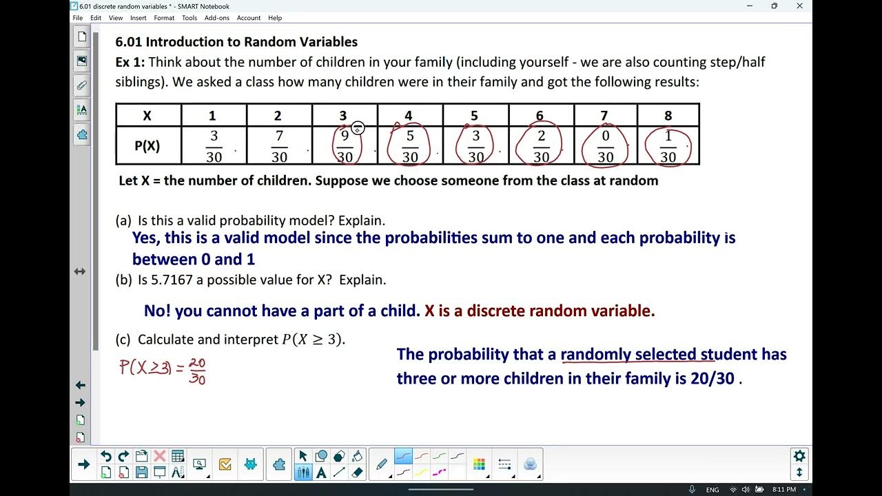 AP Stats 6.01 Discrete Random Variables Video example 1 - YouTube