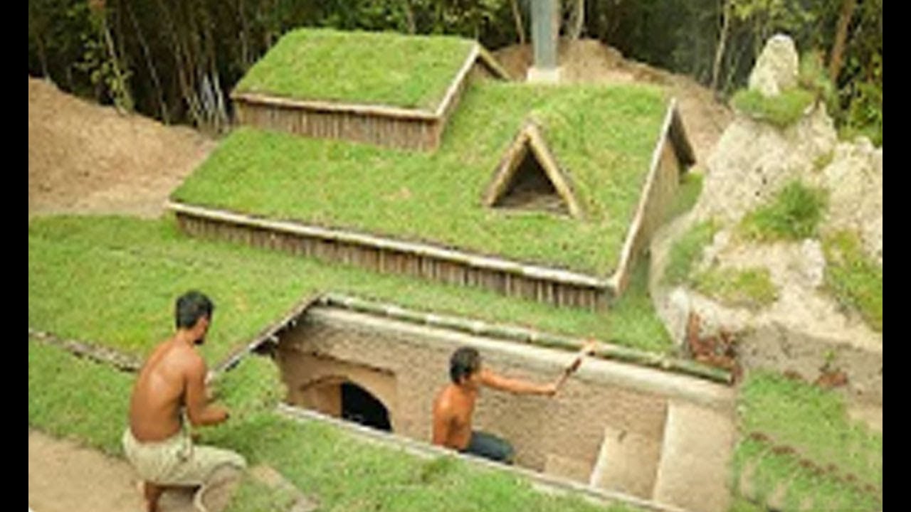 Building Under ground hut with grass roof fireplace with clay Mr faisal ...