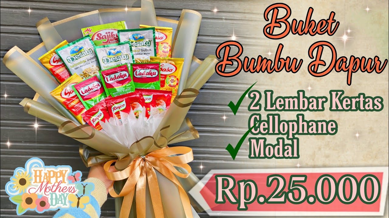 TUTORIAL BUKET BUMBU DAPUR MODAL Rp.25.000 IDE KADO HARI IBU || MOTHER ...