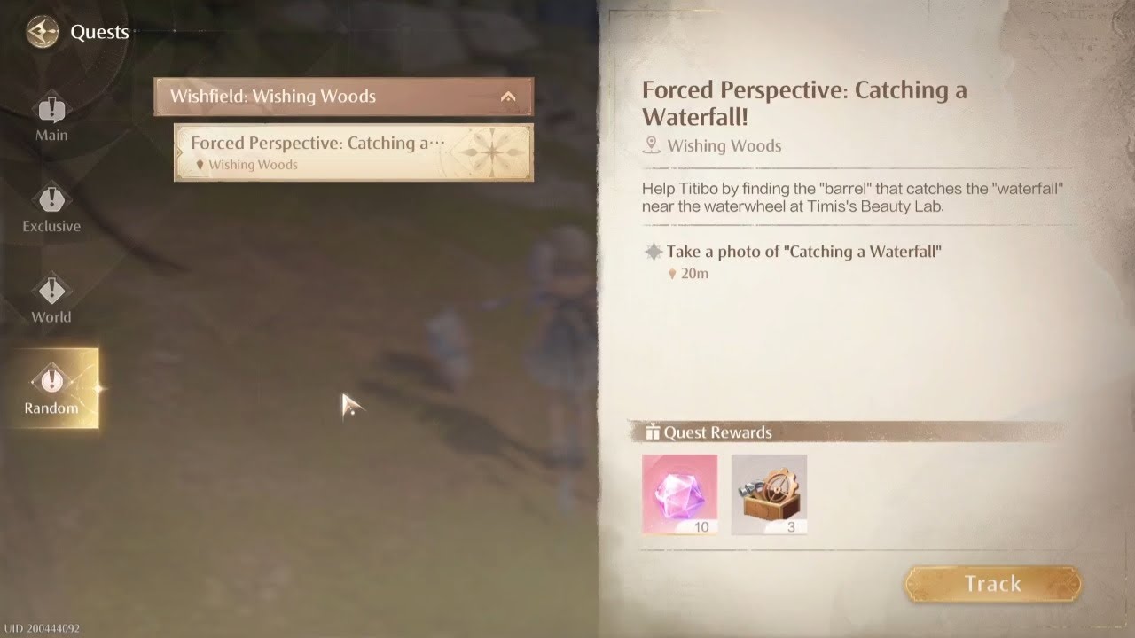 Infinity Nikki Forced Perspective: Catching a Waterfall Take a photo of ...