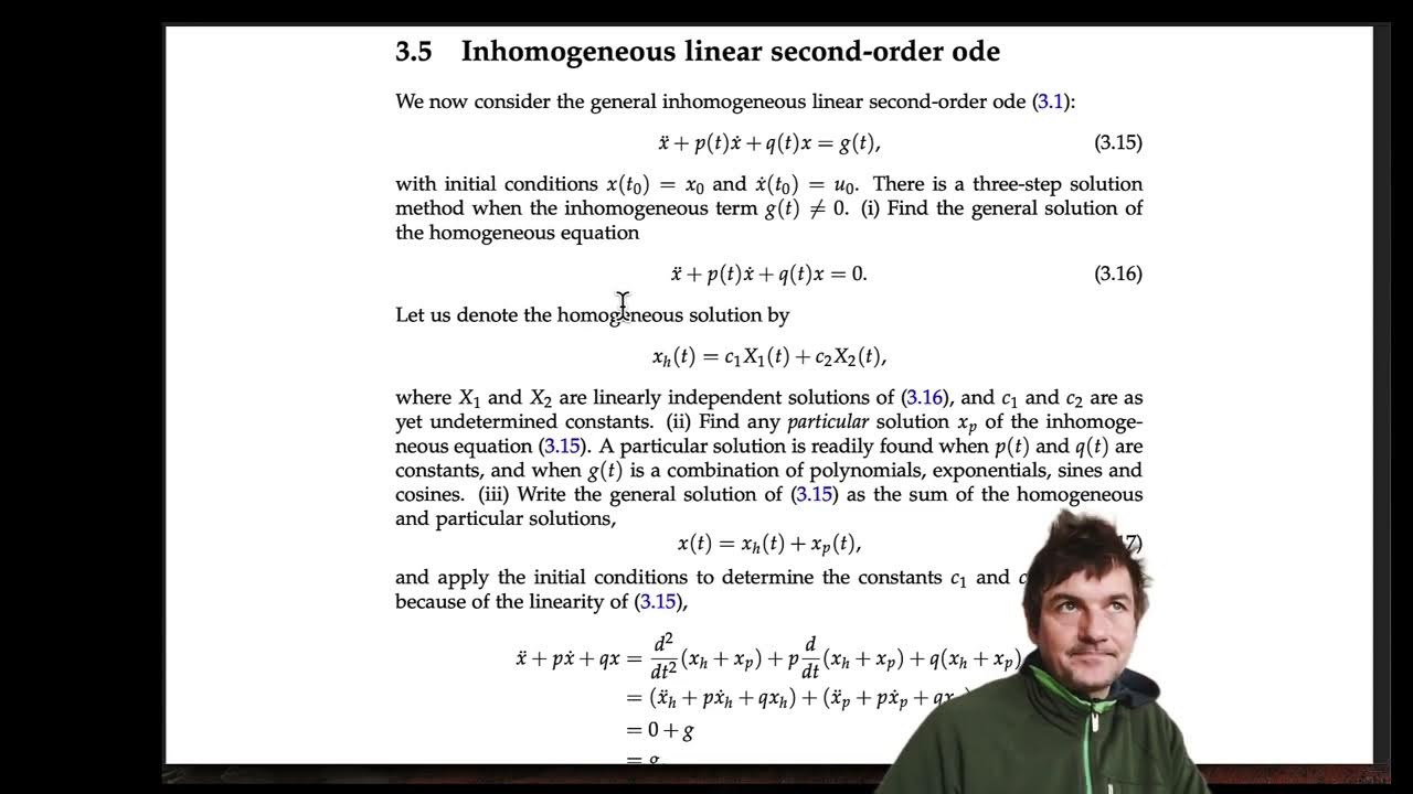 ODEs Inhomogeneous Linear Second Order Resonance - YouTube