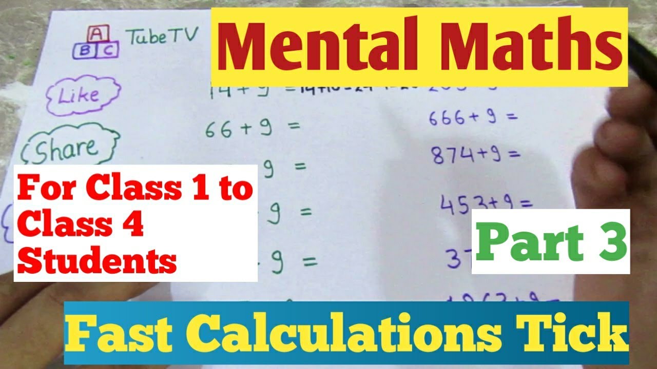 Fast Mental Math Tricks (Part 3)- For Grade 1 to Grade 4 Students| Fast ...