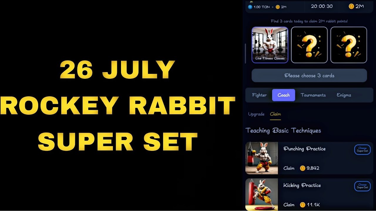 26 July | ROCKEY RABBIT Daily Combo Card Superset | Get 2M Coin ...