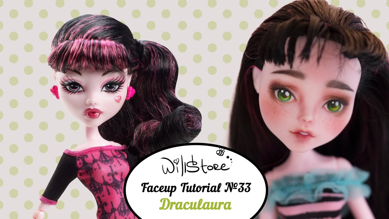 Faceup Tutorial №33 Draculaura OOAK Monster High Custom doll repaint - YouTube