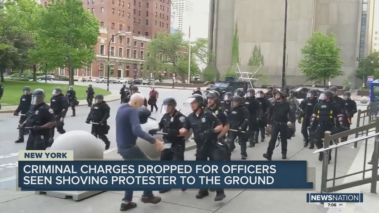 Charges dropped for officers seen shoving Buffalo protester - YouTube