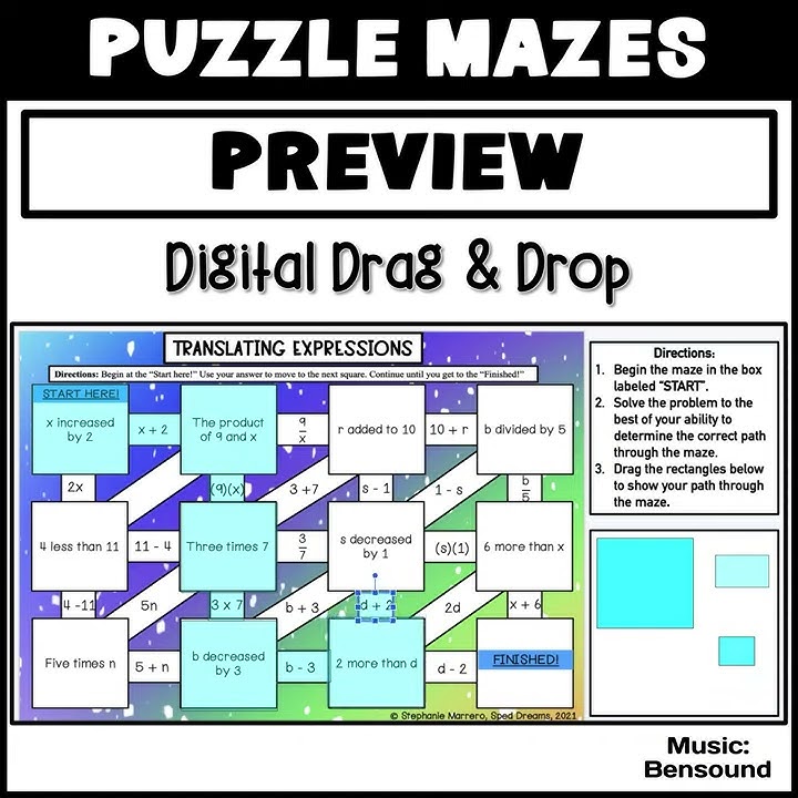 Translating Expressions Puzzle Maze Digital and Print Math Activity ...
